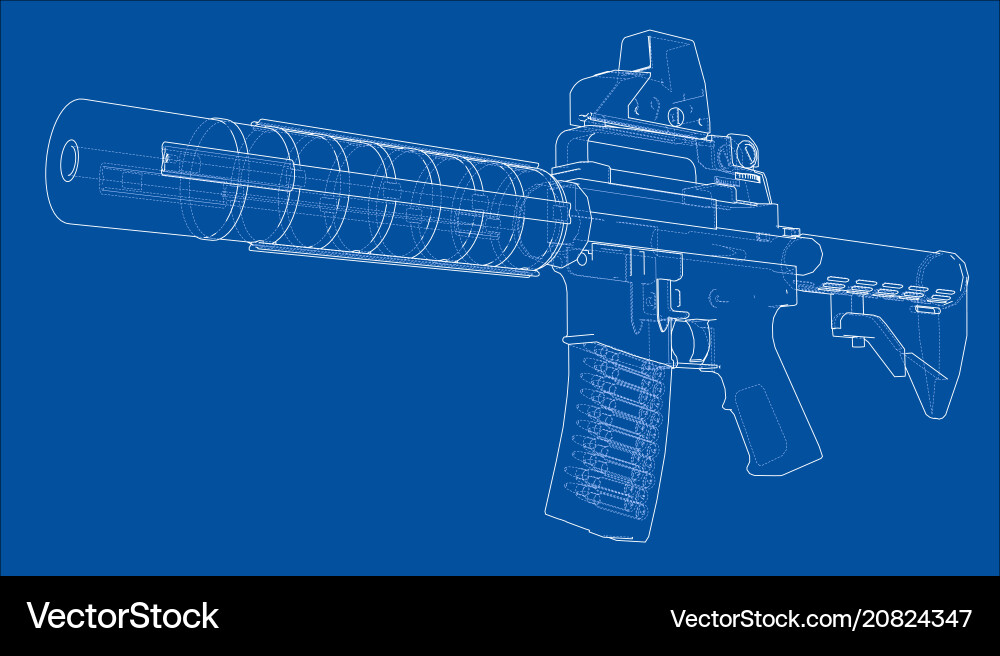 Wireframe Machine Gun Royalty Free Vector Image