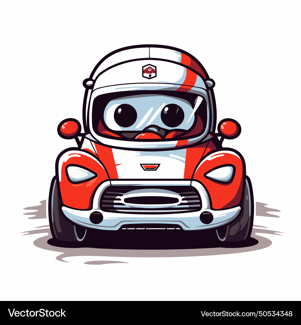 A cartoon race car on white background Royalty Free Vector