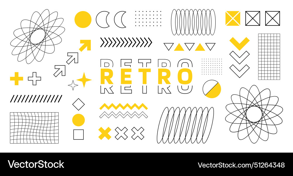 Big set different retro futuristic design Vector Image