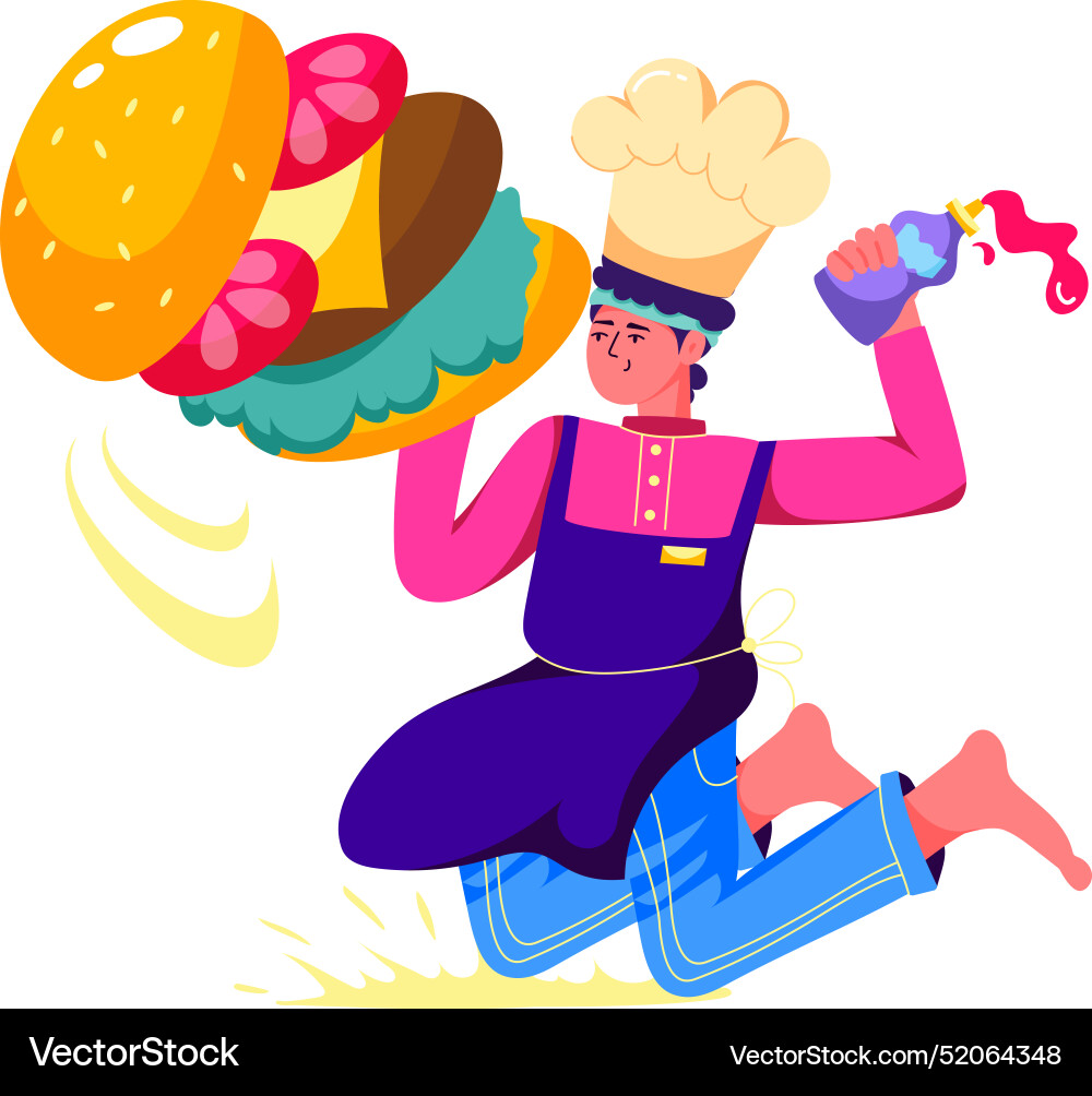 Burger making Royalty Free Vector Image - VectorStock