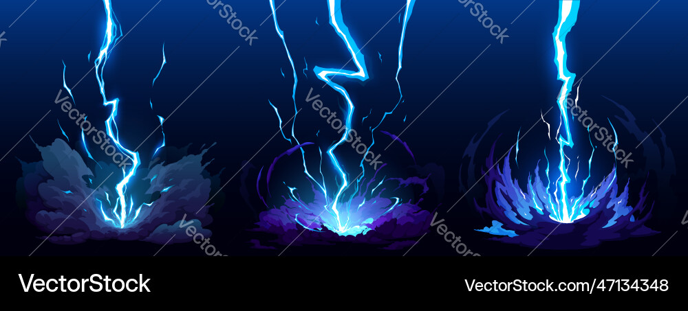 Cartoon blue lightning thunder storm thunderbolts Vector Image