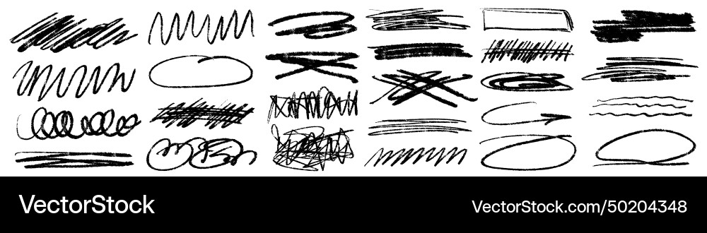 Charcoal scribble stripes and bold paint shapes Vector Image