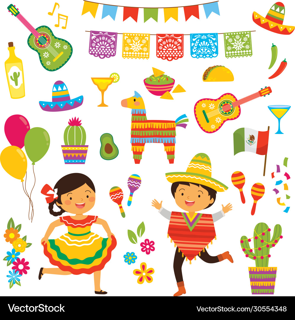 Cinco de mayo clipart set Royalty Free Vector Image