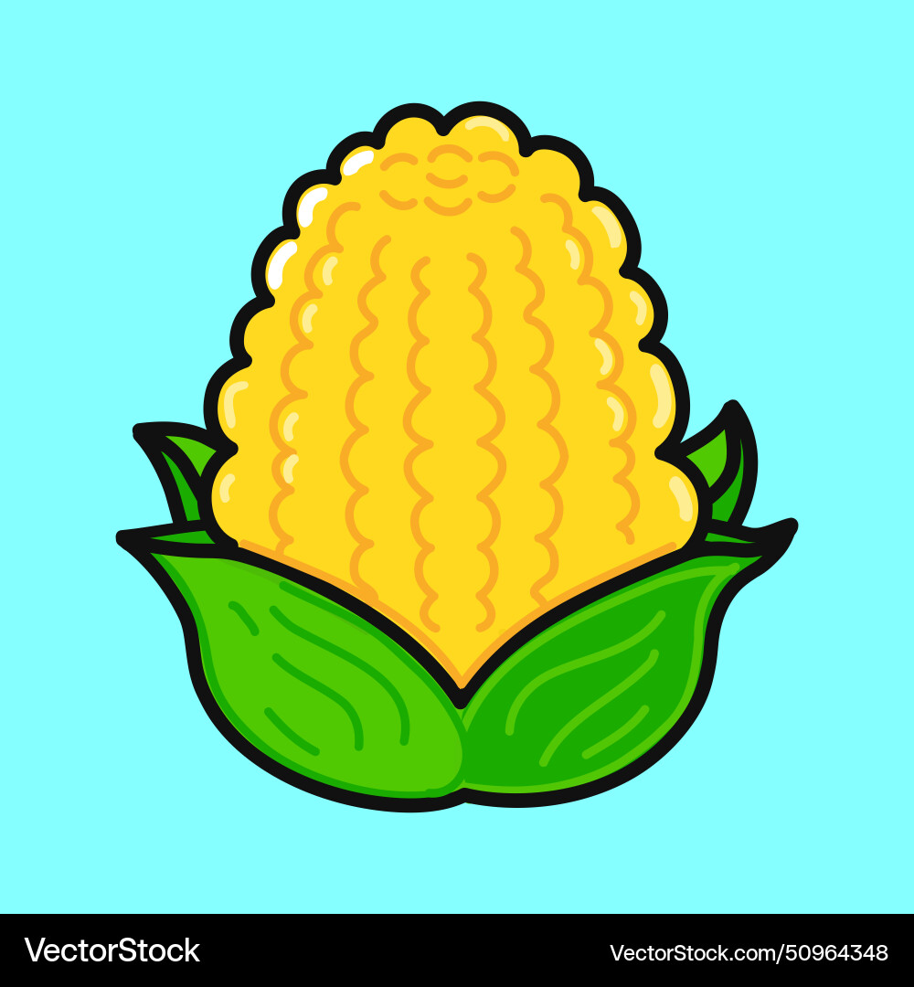 Corn character hand drawn cartoon kawaii Vector Image