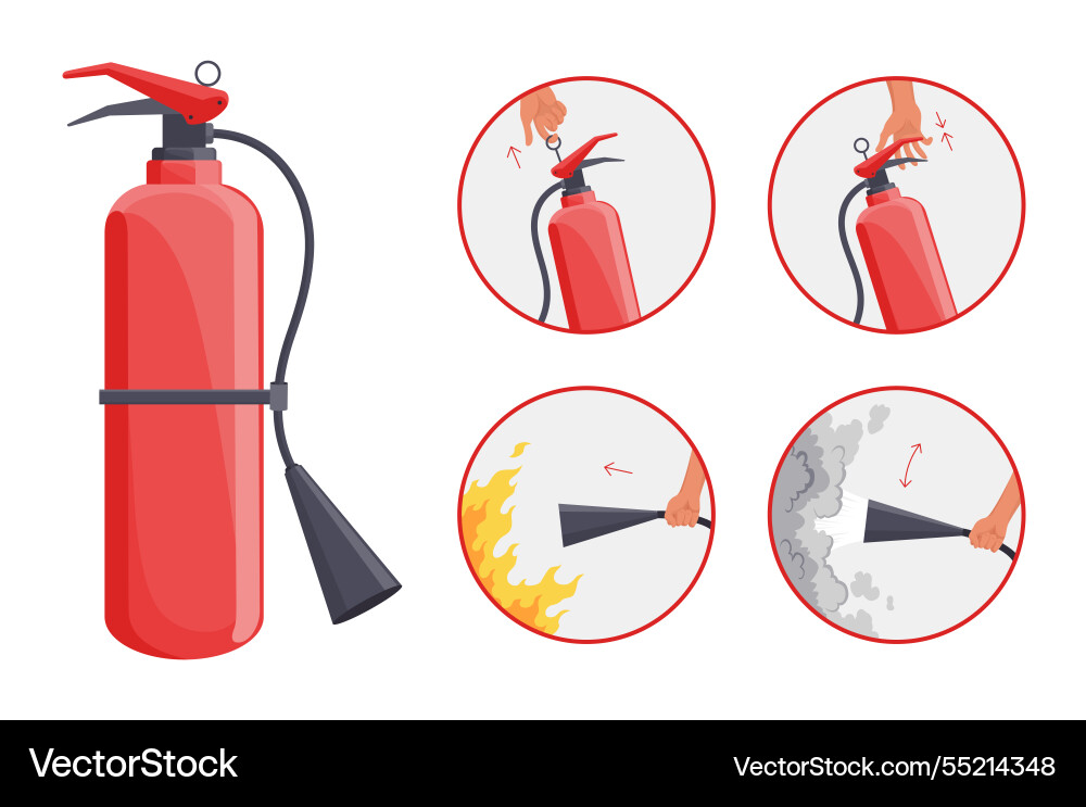 Fire extinguisher instruction prevention Vector Image