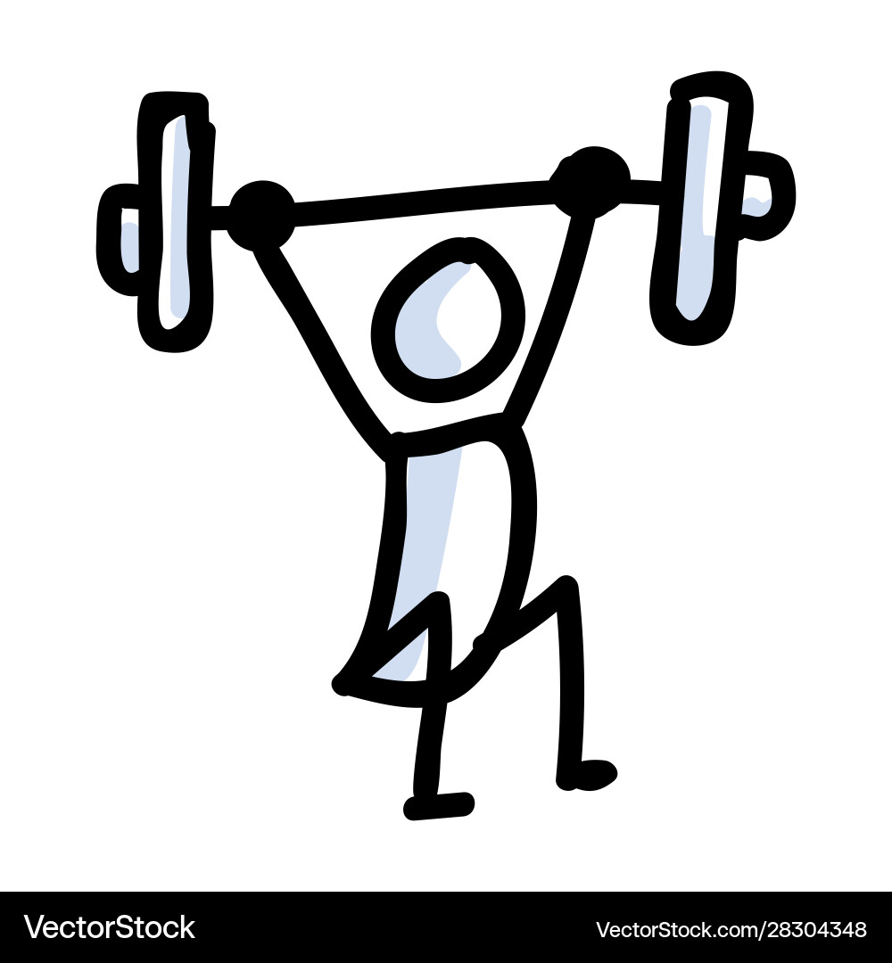 Hand drawn stick figure lifting weight concept Vector Image