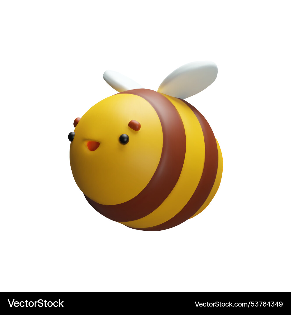3d rendering striped bee side Royalty Free Vector Image