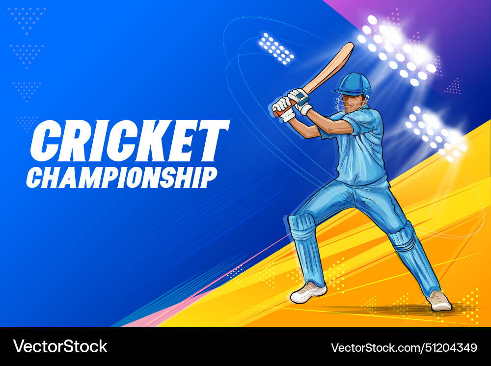 Batsman player playing cricket championship on Vector Image