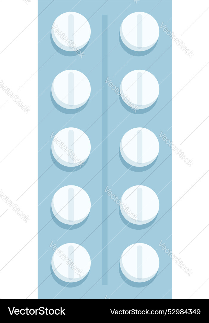 Blister pack containing round white pills Vector Image