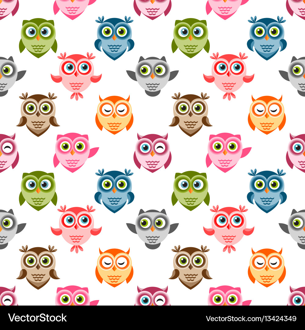 Colorful Owl Pattern Royalty Free Vector Image