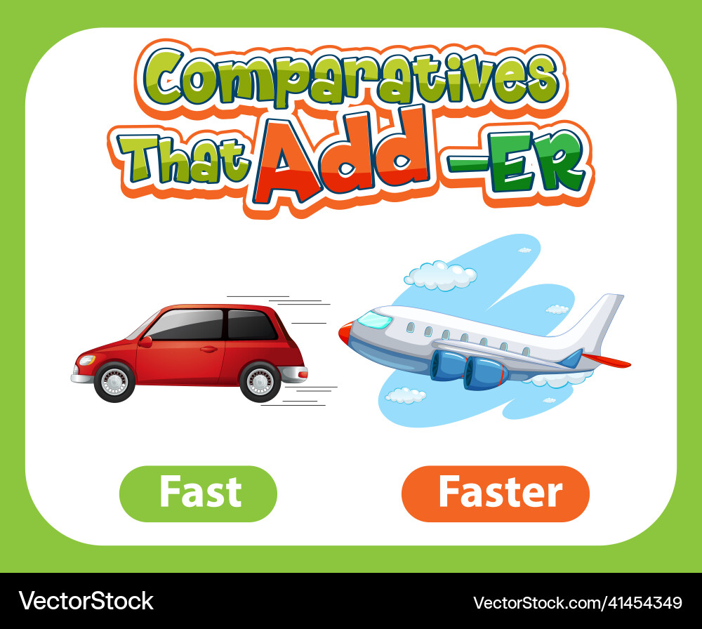 Comparative adjectives for word fast Royalty Free Vector