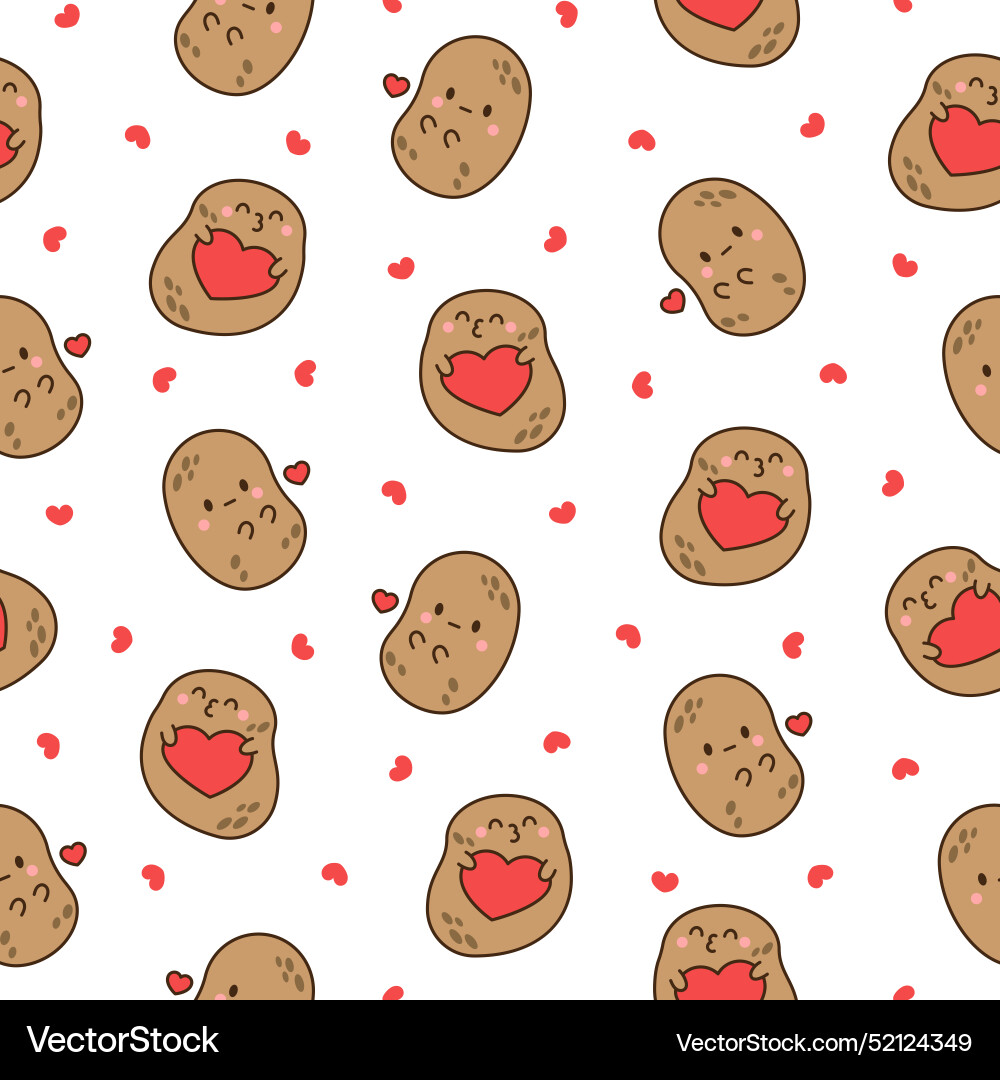 Cute happy potato character seamless pattern Vector Image