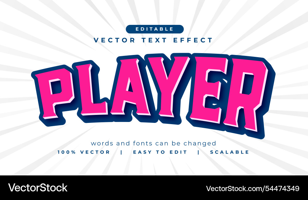 Editable player text effect style template Vector Image