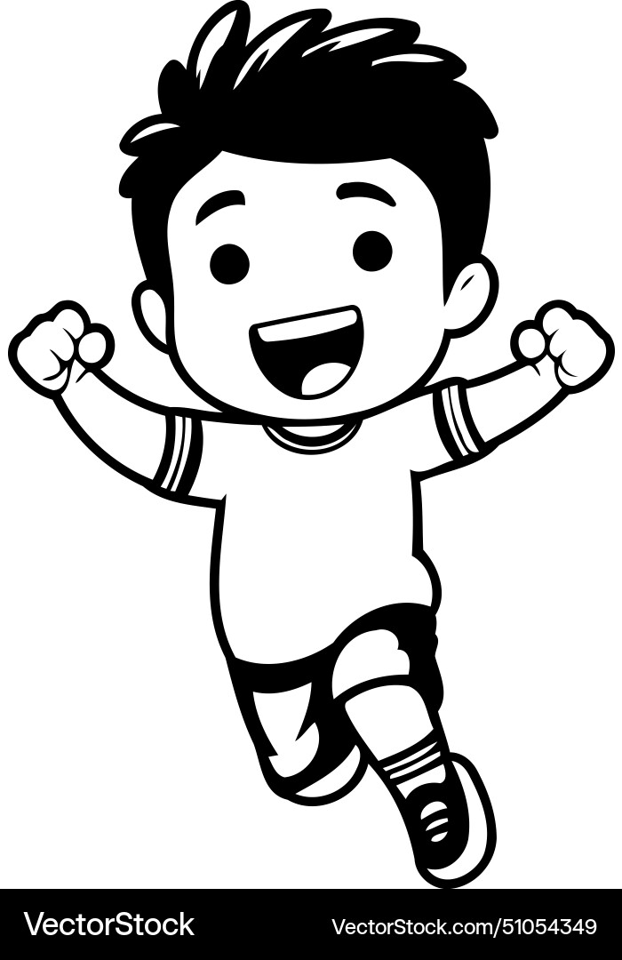 Happy boy running and jumping cartoon isolated Vector Image