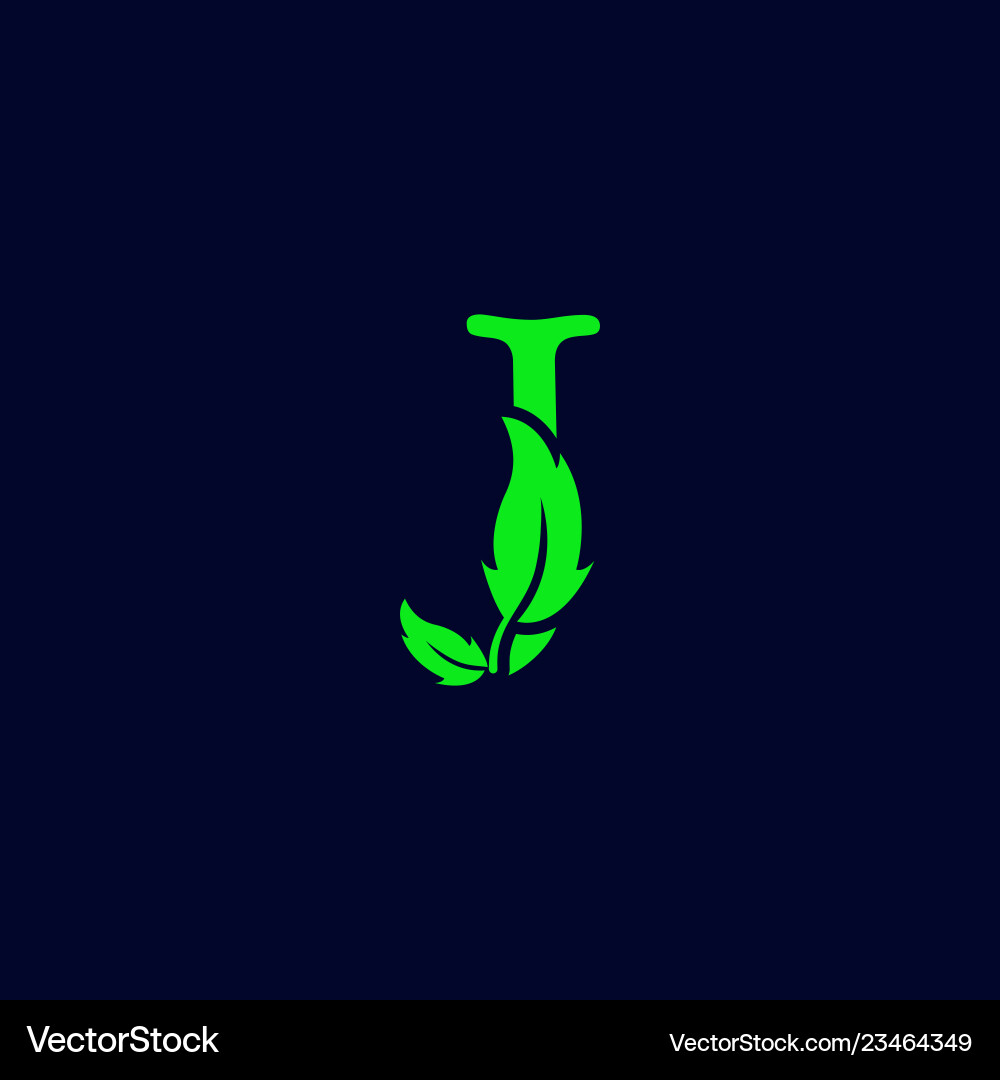 Letter j leaf nature eco green logo template Vector Image
