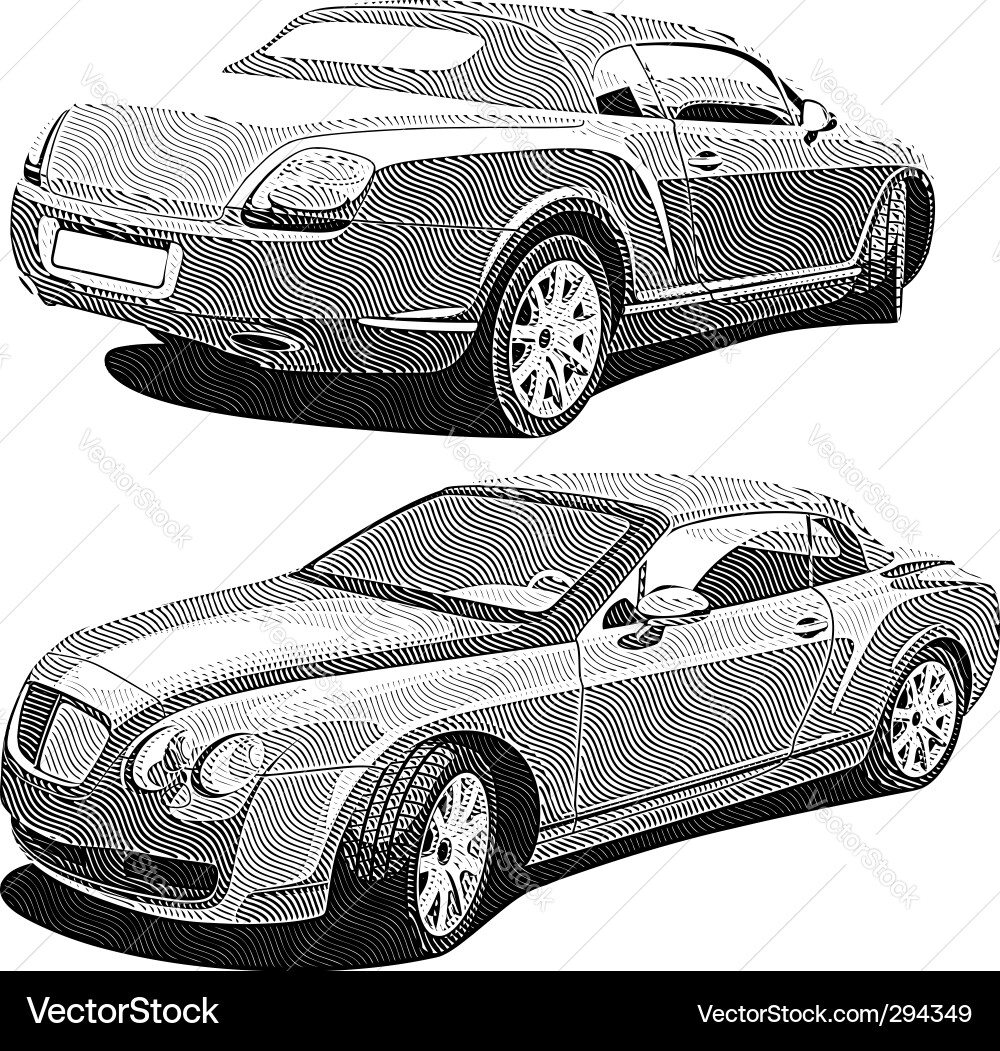 Luxury car engraving Royalty Free Vector Image