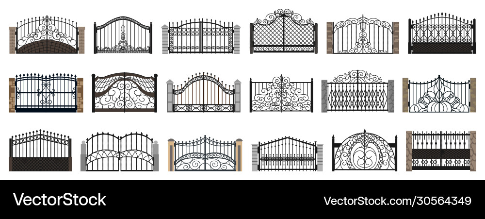 Metal Fence Gate Icon Set Royalty Free Vector Image