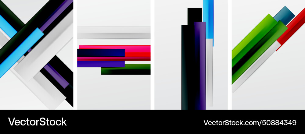 Minimal lines and color stripes poster abstract Vector Image