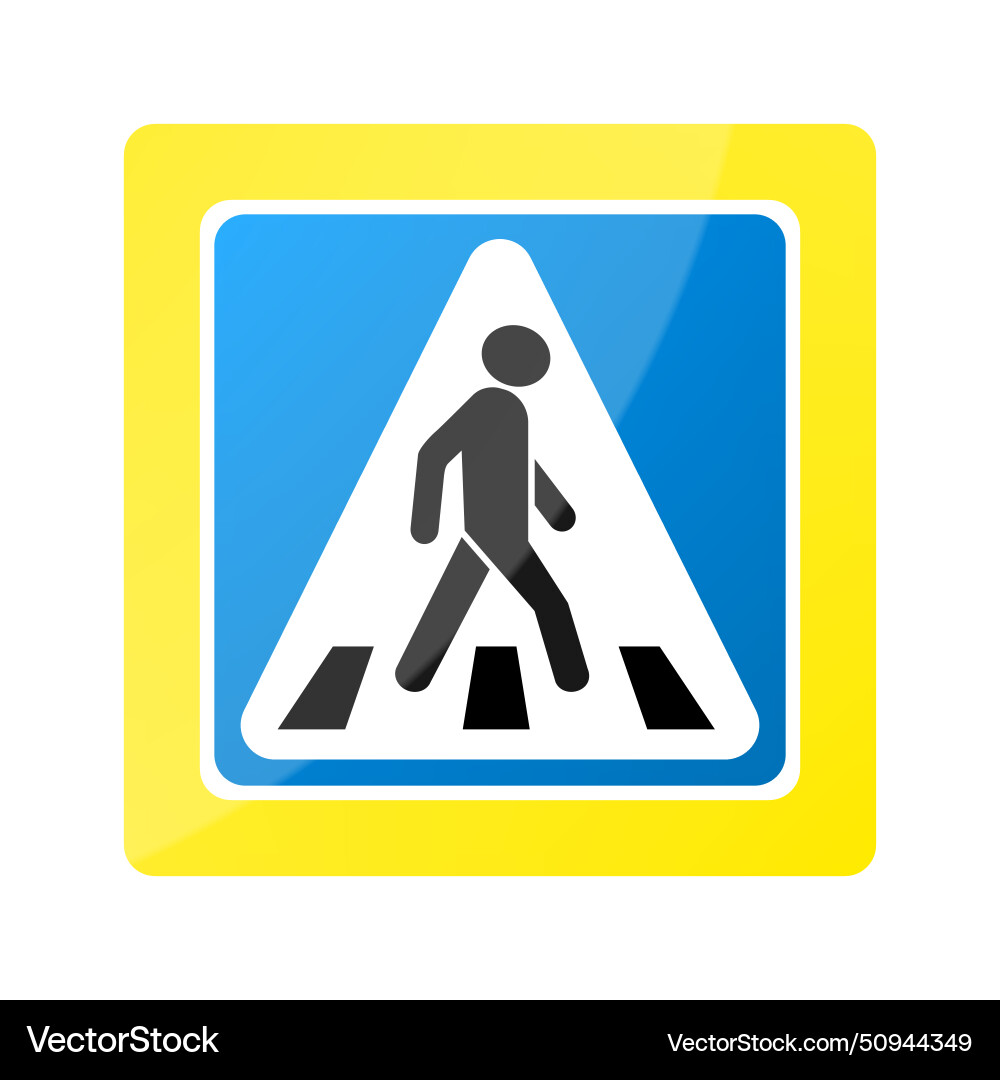 Pedestrian crossing sign on blue background Vector Image