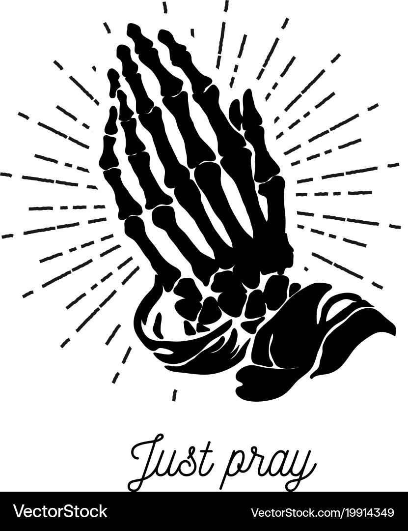 Praying skeleton hands Royalty Free Vector Image