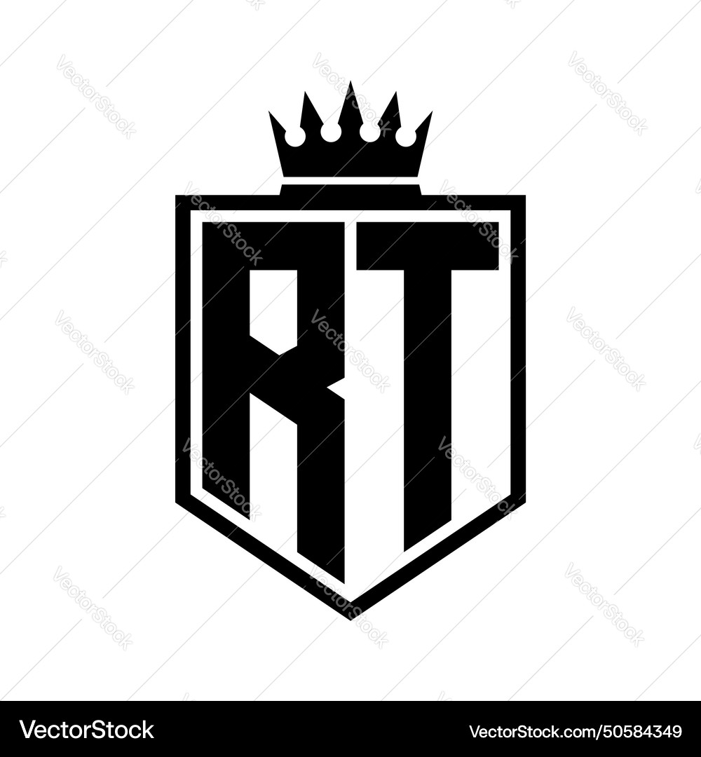 Rt logo monogram bold shield geometric shape Vector Image