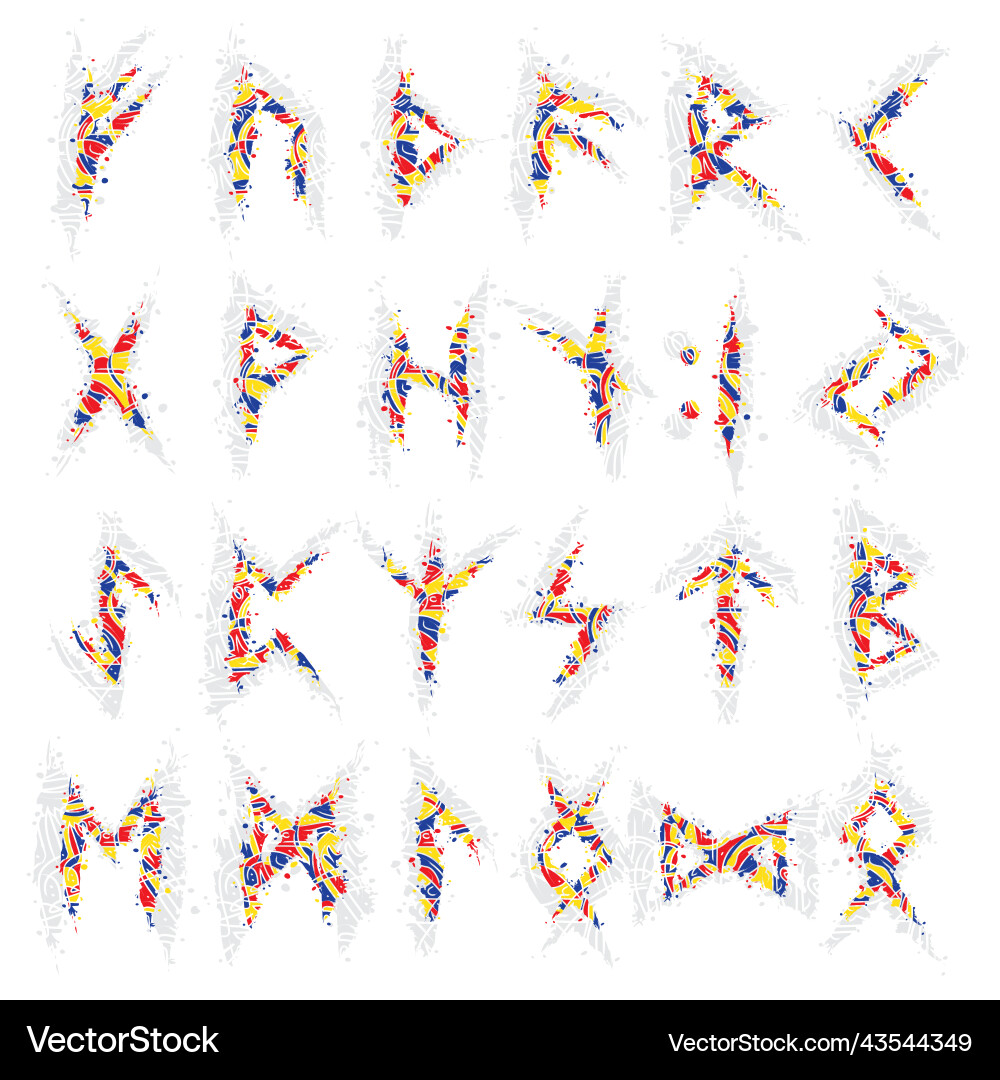 Runic alphabet scandinavian scratched letters Vector Image