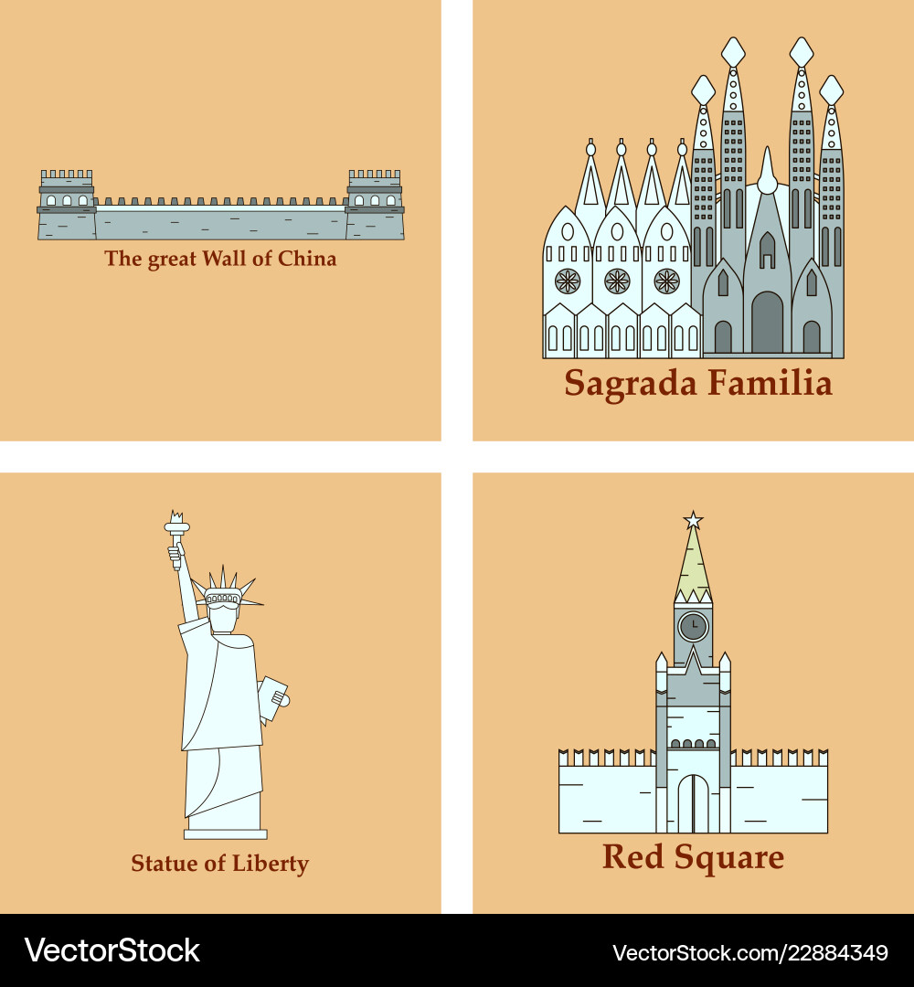World Monuments Travel Concept Royalty Free Vector Image