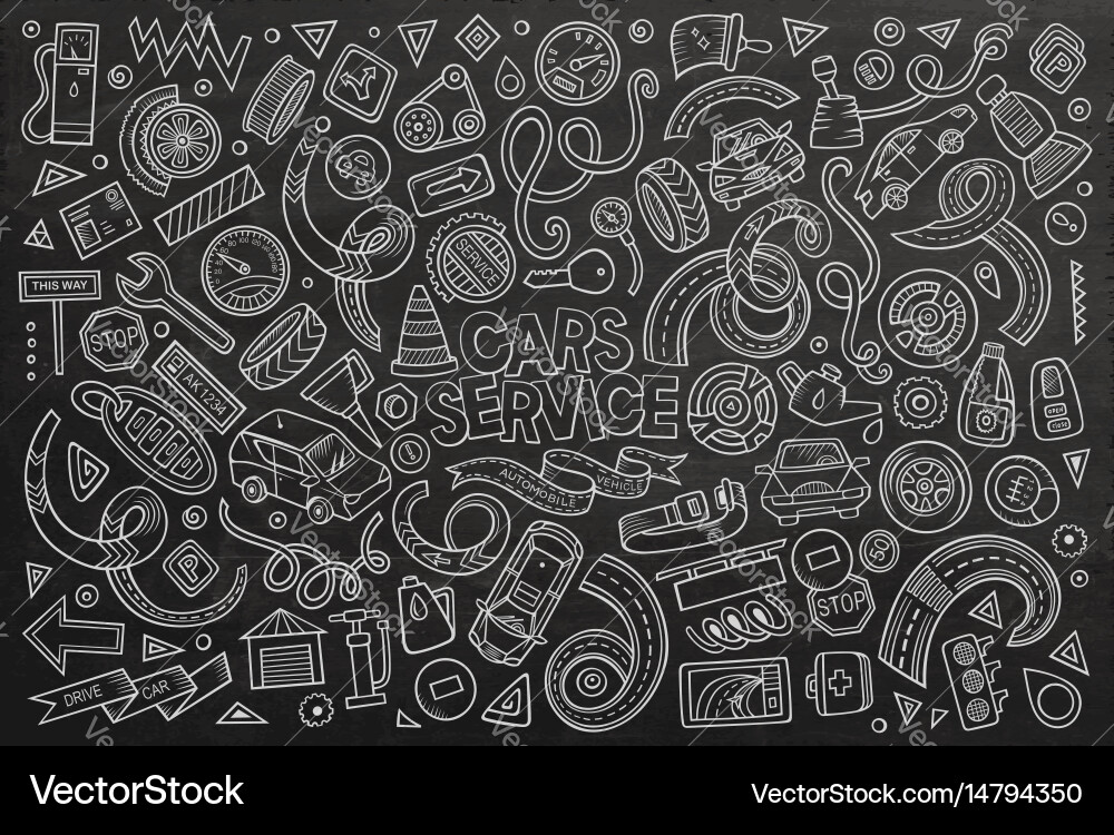 Cartoon set of automobile objects Royalty Free Vector Image Cartoon set of automobile objects Royalty Free Vector Image