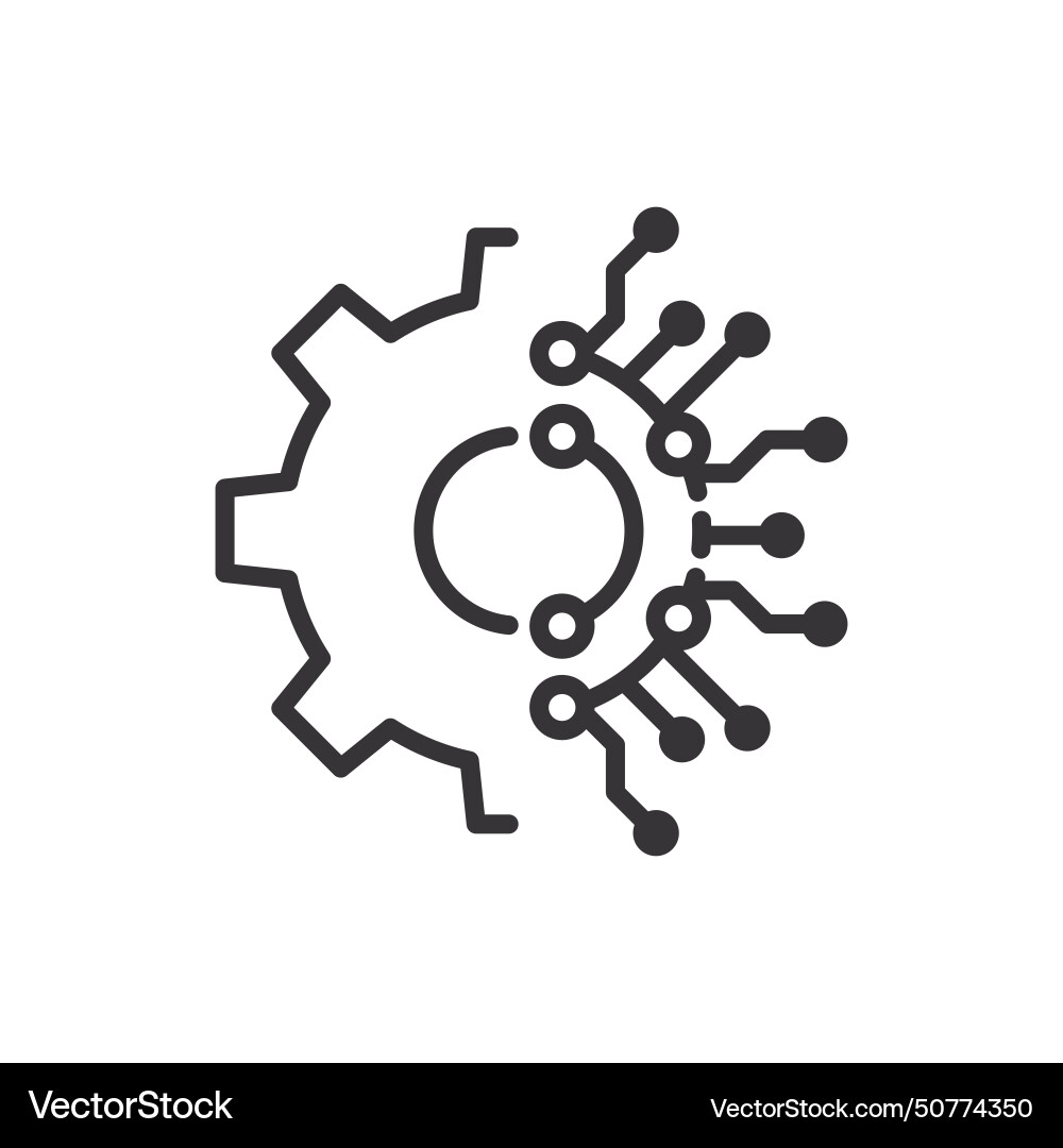Gear ai automation line icon Royalty Free Vector Image Gear ai automation line icon Royalty Free Vector Image