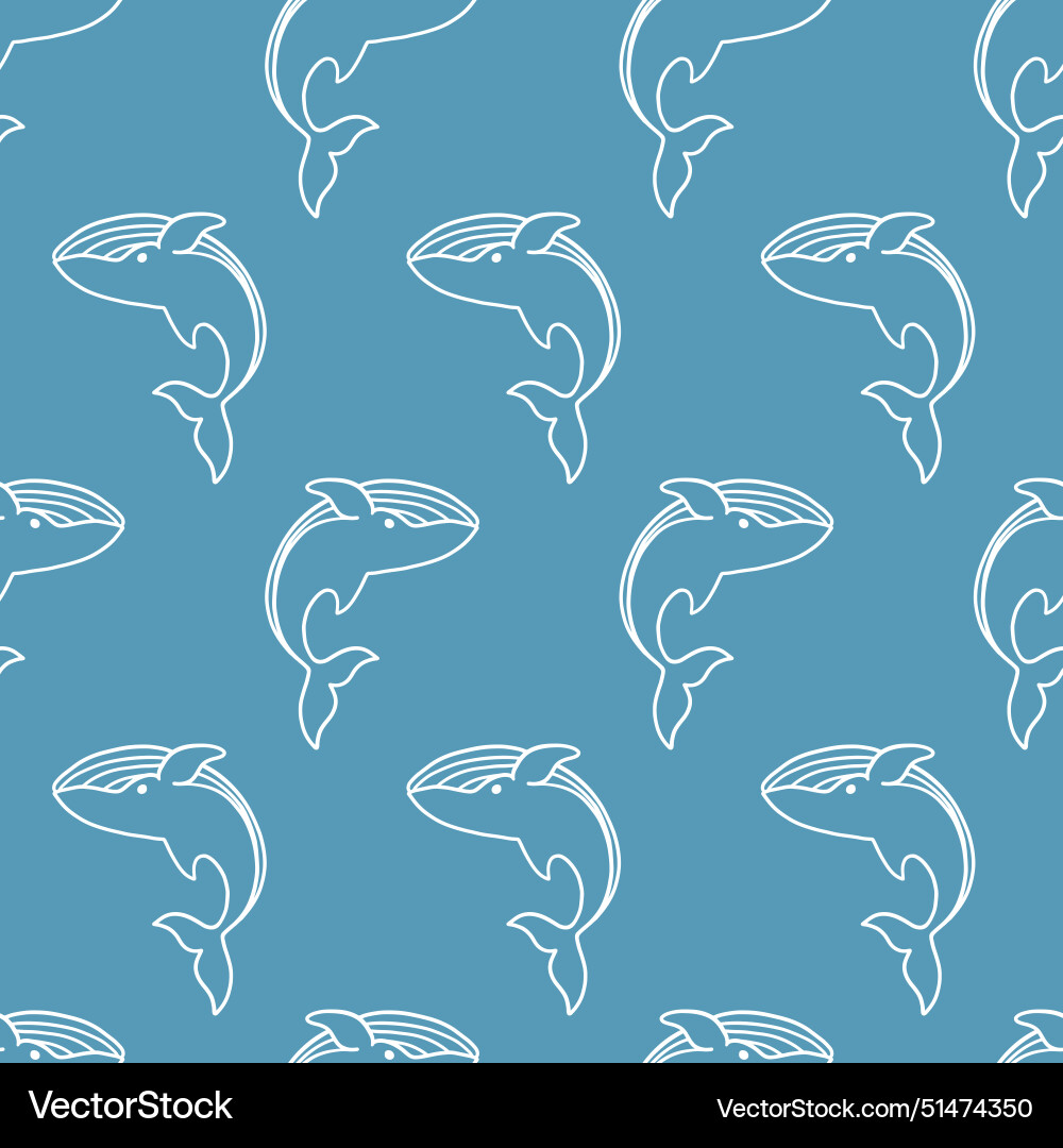 Hand drawn whales seamless pattern background Vector Image