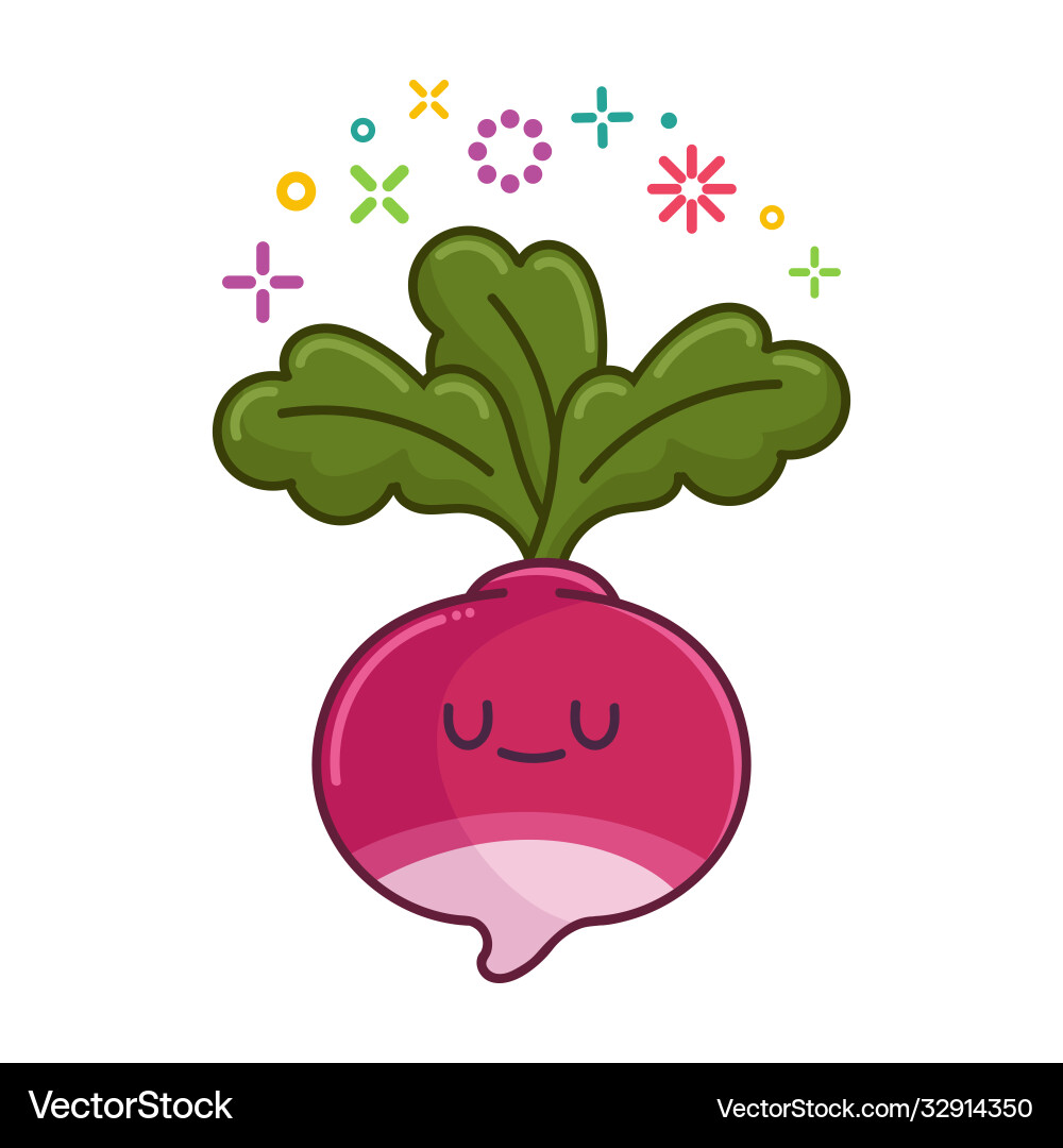 Kawaii smiling radish cartoon Royalty Free Vector Image