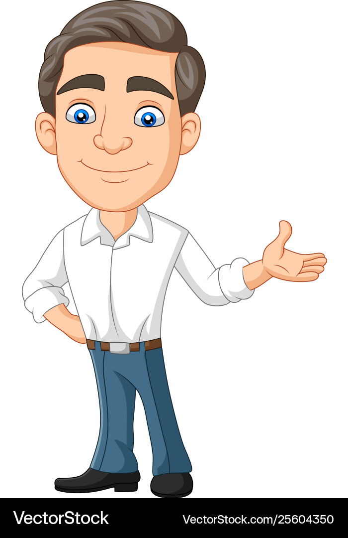 Young Business Cartoon Presenting Royalty Free Vector Image