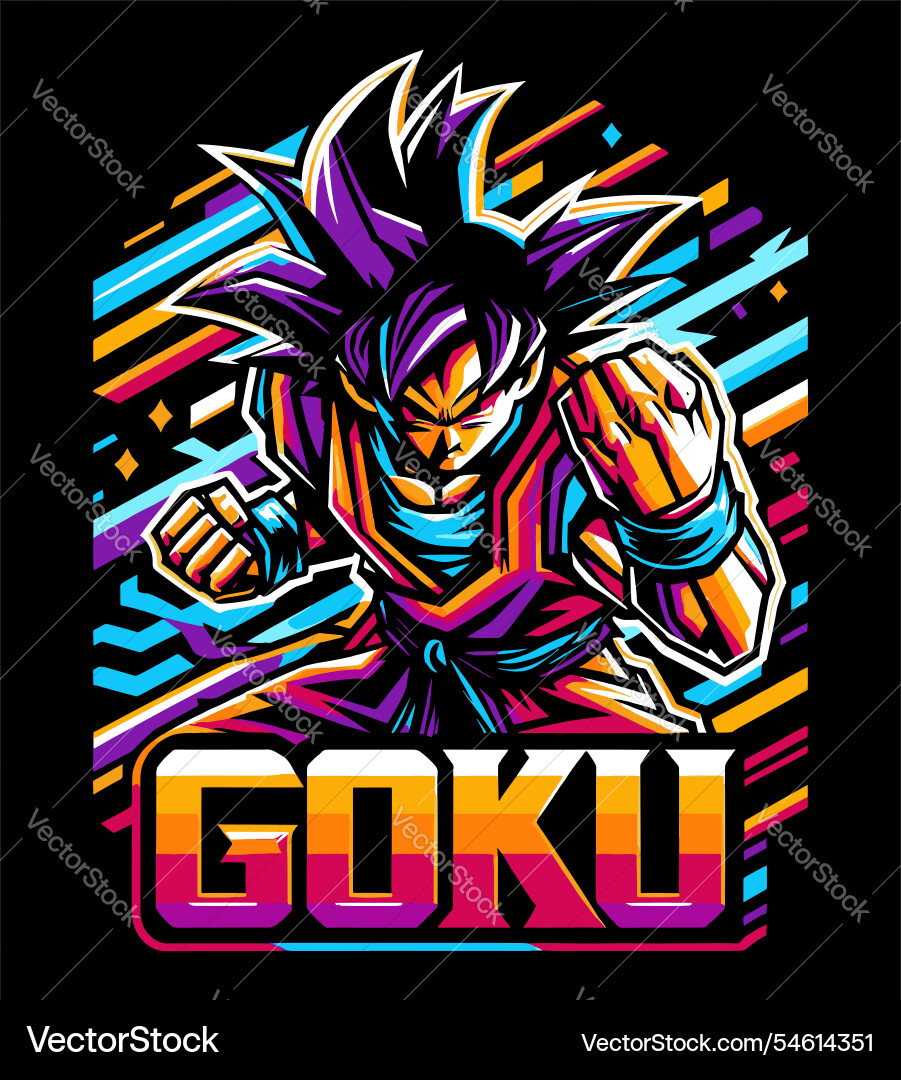 Action goku colorful Royalty Free Vector Image