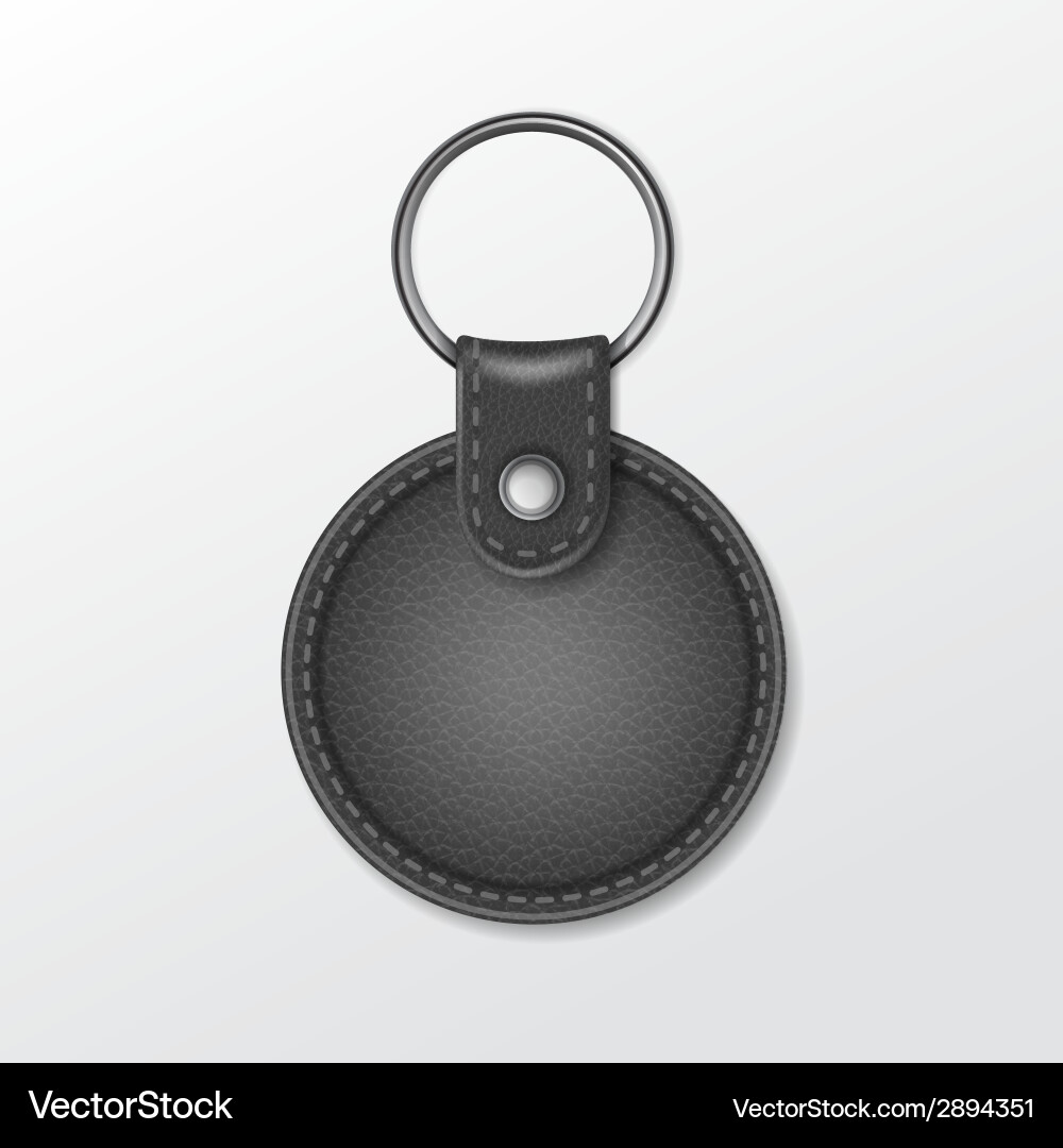 Blank leather round keychain with ring for key Vector Image