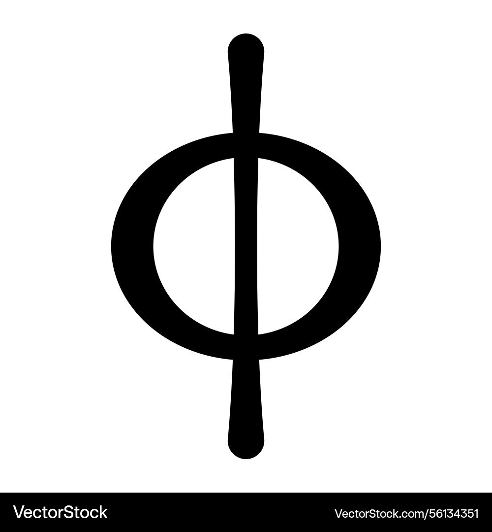 Greek phi letter symbol bold minimal black Vector Image