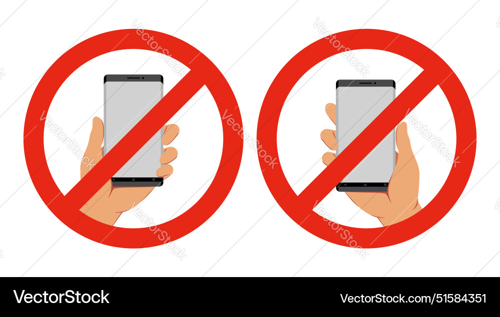 No cell phone icon or sign isolated on white Vector Image