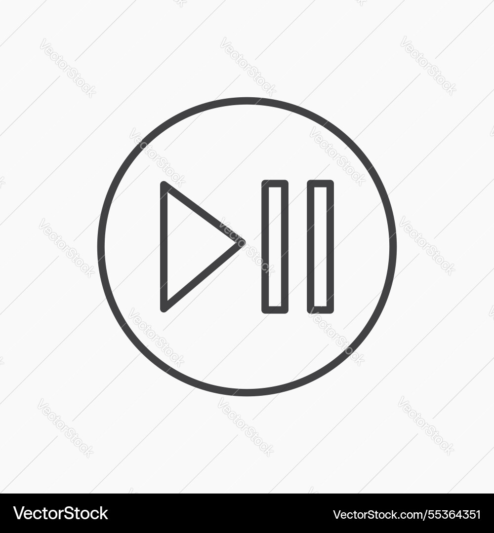 Play pause icon isolated in black line Royalty Free Vector