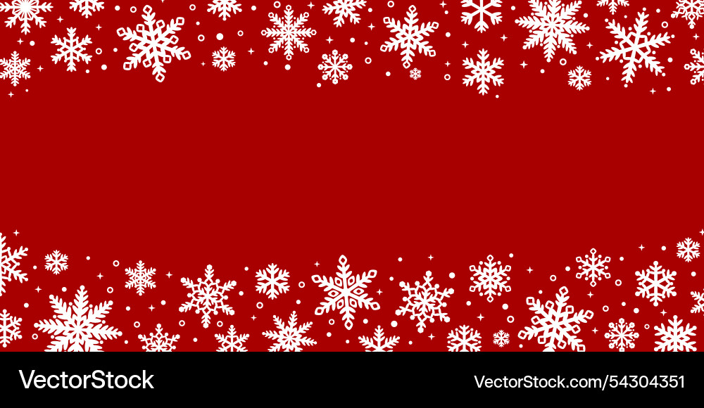 Red winter snowfall background snowflake border Vector Image