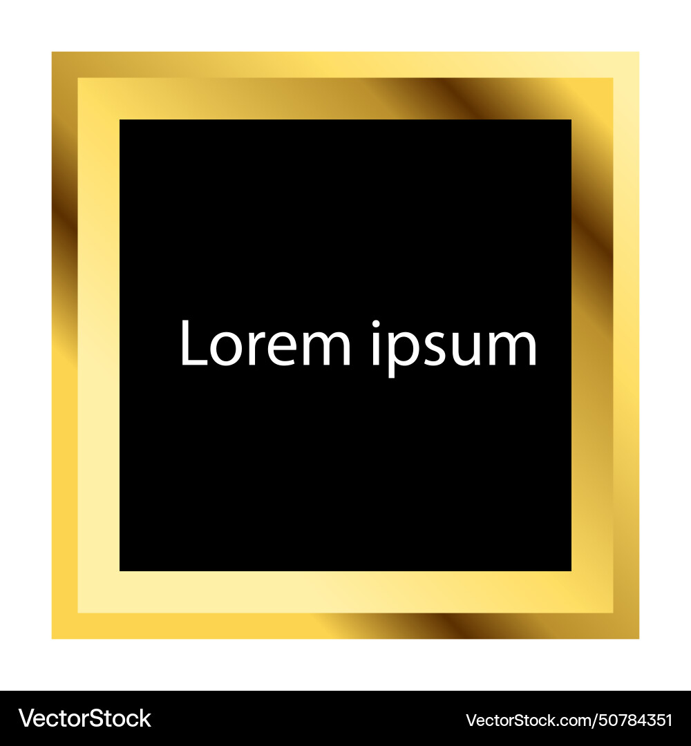 Square golden frame gradient border Royalty Free Vector