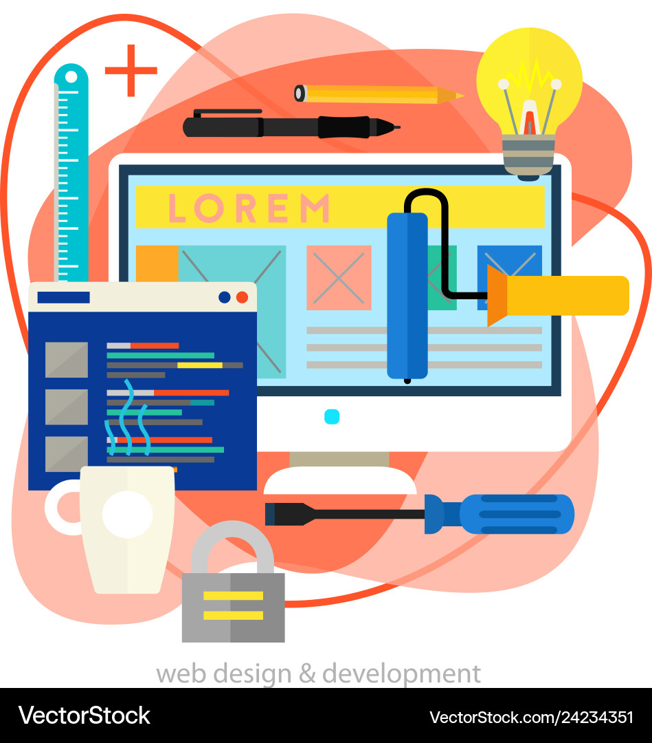 Webdesign and development concept trendy bright Vector Image