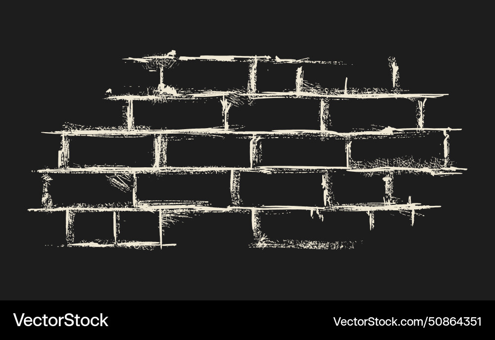 White chalk brick wall on a textured black Vector Image