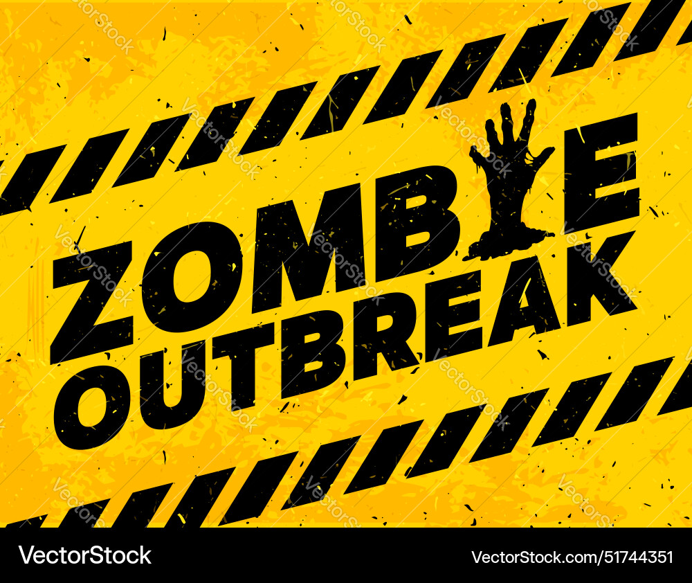 Zombie outbreak warning caution halloween banner Vector Image
