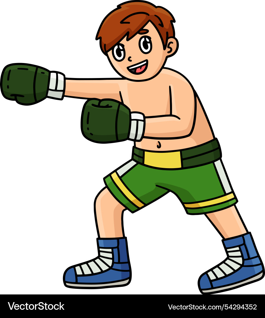 Boxing boxer punching cartoon colored clipart Vector Image