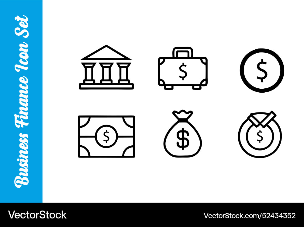 Business finance icons money set Royalty Free Vector Image