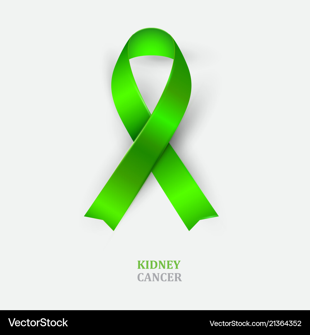 Green Kidney Cancer Ribbon Royalty Free Vector Image