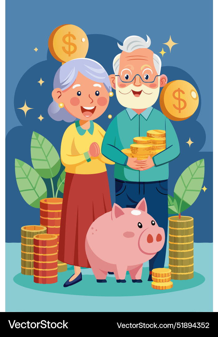 Joyful seniors financial freedom Royalty Free Vector Image