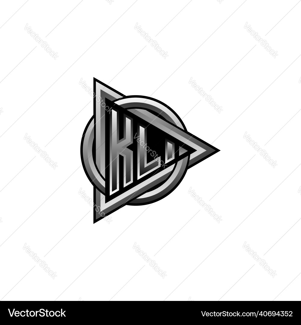 KL Monogram Logo - Triangle & Circle Vector Image