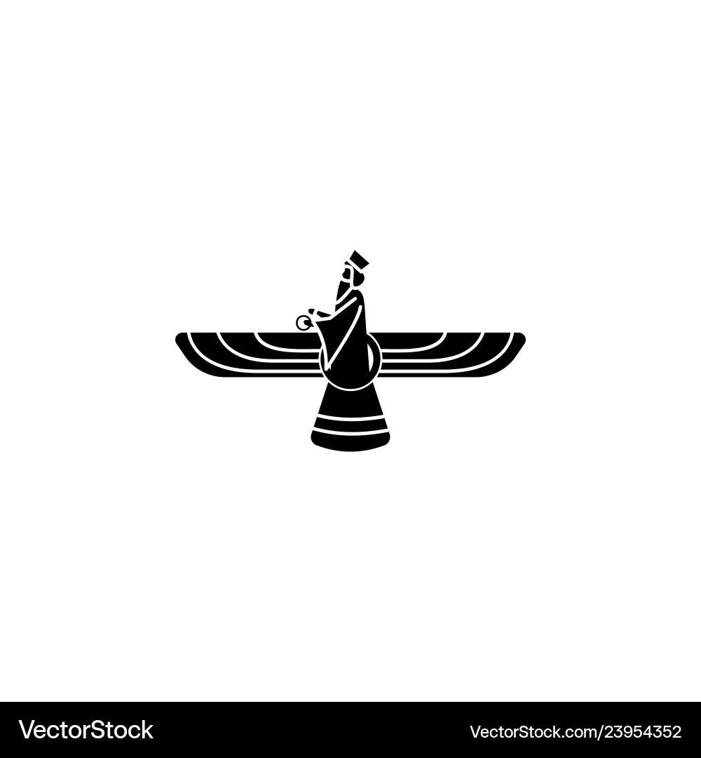 Religion symbol faravahar icon element Royalty Free Vector