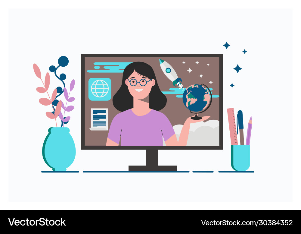 Remote education for schoolchildren Royalty Free Vector