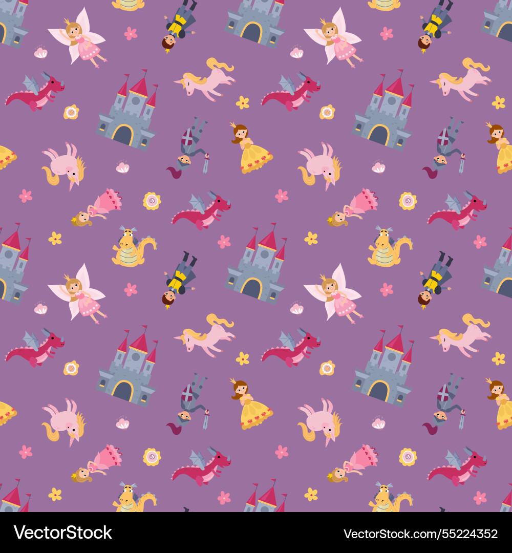 Seamless pattern with princesses Royalty Free Vector Image